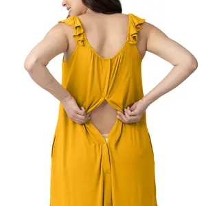KINDRED BRAVELY Ruffle Strap Labor & Delivery Gown - Honey