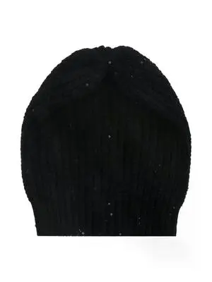 Brunello Cucinelli Sequin-embellished Ribbed-knit Beanie