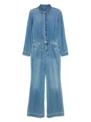 7 For All Mankind Button-down Flared Jumpsuit - Blue