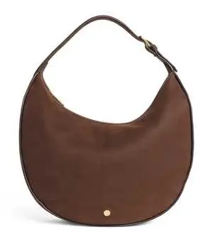 Harrods Large Suede Crescent Shoulder Bag