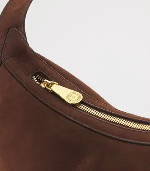 Harrods Large Suede Crescent Shoulder Bag
