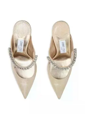JIMMY CHOO Bing 100 Mules With Crystal Embellishments - Gold