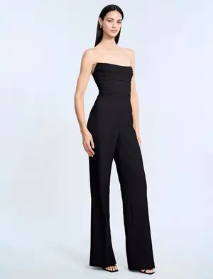 Bcbgmaxazria Strapless Wide-leg Jumpsuit With Drape