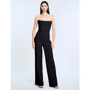 Bcbgmaxazria Strapless Wide-leg Jumpsuit With Drape - Black
