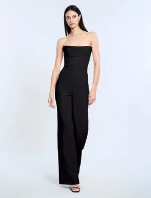 Bcbgmaxazria Strapless Wide-leg Jumpsuit With Drape