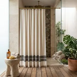 OLIVE & LINEN Costa Turkish Cotton Shower Curtain