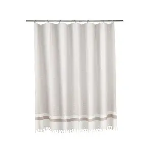 OLIVE & LINEN Pixel Shower Curtain - Beige