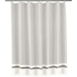 OLIVE & LINEN Pixel Shower Curtain Black