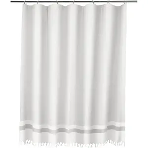 OLIVE & LINEN Pixel Shower Curtain Gray