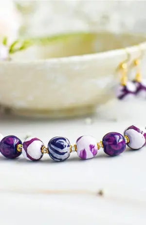 KAZURI Purple Match Beaded Necklace - Multi