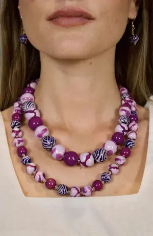 KAZURI Purple Match Beaded Necklace - Multi