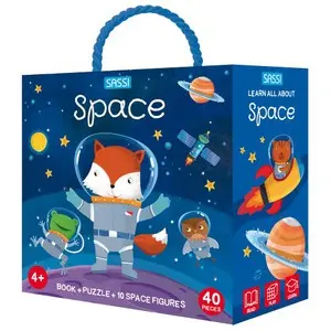 SASSI Qbox Space 40pc Puzzle And Booklet - Multicolored