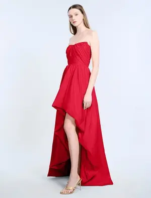 Bcbgmaxazria Strapless High-low Taffeta Gown