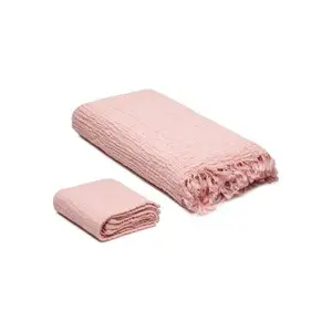 OLIVE & LINEN Soho Supersoft 4-layer Cotton Gauze Bath And Hand Towelset - Blush