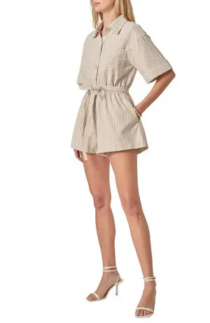 English Factory Stripe Cotton Blend Romper