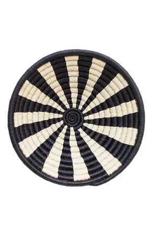 INDEGO AFRICA Mini Raffia Plateaustripes - Natural And Black