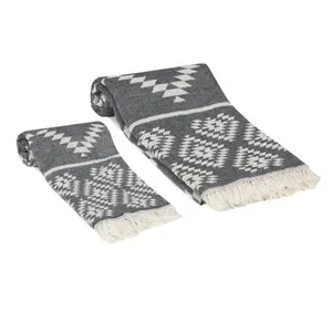 OLIVE & LINEN Turkish Cotton Bath And Hand Towelset Black
