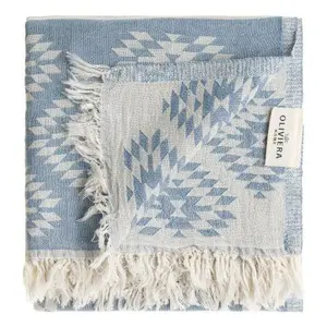 OLIVE & LINEN Turkish Cotton Bath And Hand Towelset - Denim Blue