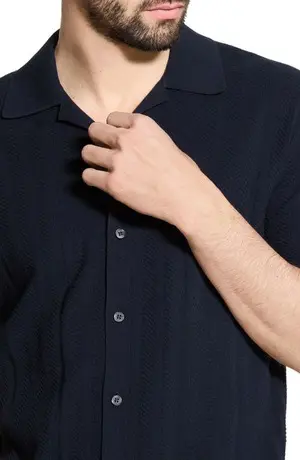 Theory Chevron Knit Camp Shirt