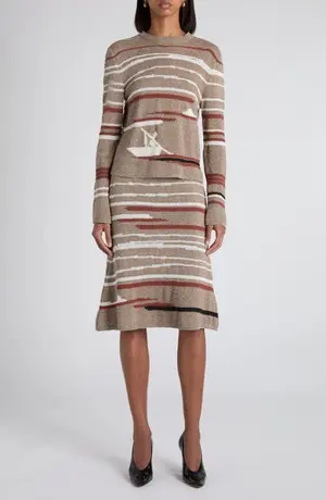 Bottega Veneta Venice Intarsia Linen & Cotton Mélange Sweater - Maple/ Chalk