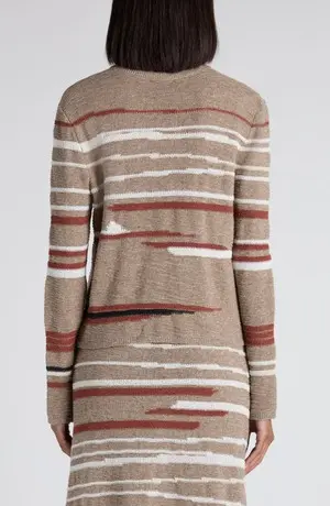 Bottega Veneta Venice Intarsia Linen & Cotton Mélange Sweater - Maple/ Chalk