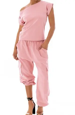 DAI MODA Cargo Joggers - Blush