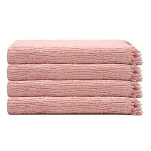 OLIVE & LINEN Soho Supersoft 4-layer Cotton Gauze Hand Towel Bundle - Blush