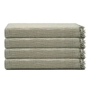 OLIVE & LINEN Soho Supersoft 4-layer Cotton Gauze Hand Towel Bundle - Olive