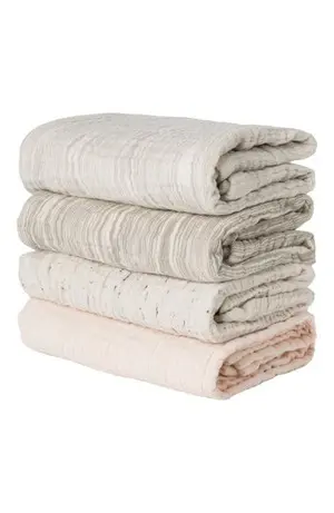 OLIVE & LINEN Soho Supersoft 4-layer Cotton Gauze Hand Towel Bundle - Olive