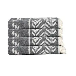 OLIVE & LINEN Turkish Hand / Kitchen Towel Bundle Black