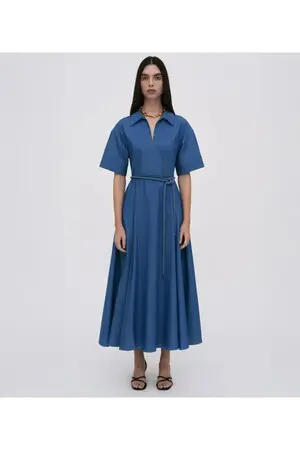 Rosetta Getty Slit-front Caftan Shirt Dress - Blue