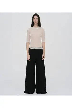 Rosetta Getty Cropped Sleeve Sheer T-shirt
