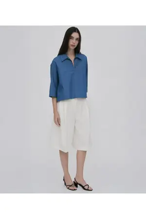 Rosetta Getty Slit-front Fluid Chambray Shirt