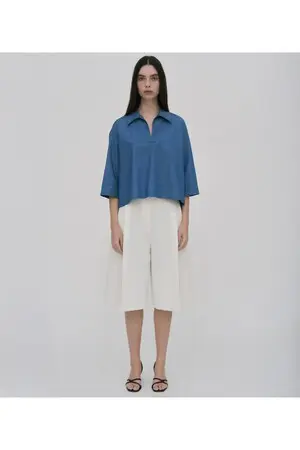 Rosetta Getty Slit-front Fluid Chambray Shirt