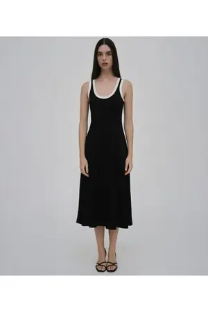 Rosetta Getty Contrast Rib Tank Dress - Black