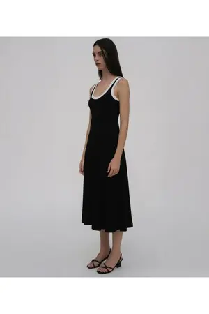 Rosetta Getty Contrast Rib Tank Dress - Black