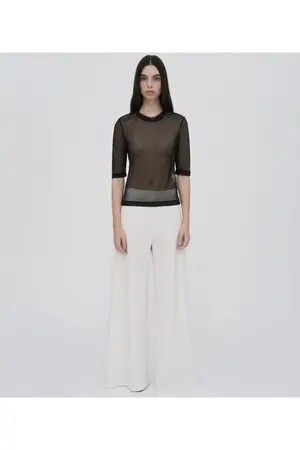 Rosetta Getty Cropped Sleeve Sheer T-shirt