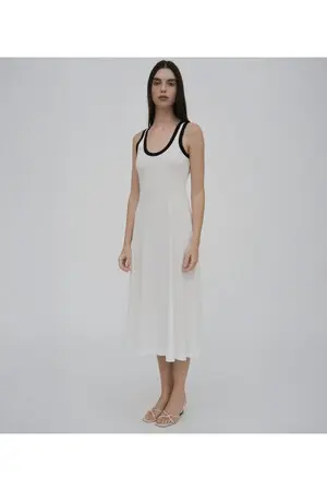 Rosetta Getty Contrast Rib Tank Dress - White