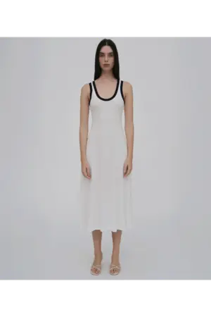 Rosetta Getty Contrast Rib Tank Dress - White