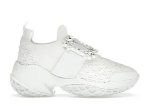 ROGER VIVIER Viv' Run Fabric Crystal Buckle Sneakers - White