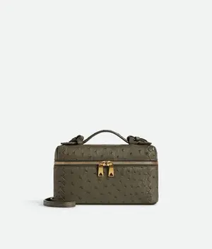 Bottega Veneta Ostrich Leather Vanity Case - Cypress | Editorialist