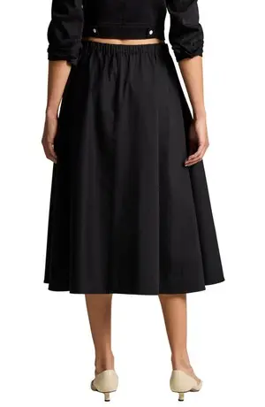 Vince Stretch Cotton Midi Skirt - Black