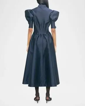 LOVEBIRDS Supernova Pleated Midi Shirtdress - Midnight Blue