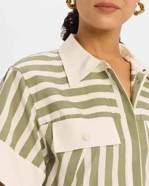 3.1 Phillip Lim Stripe Short-sleeve Shirt Dress - Thyme Multi