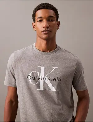 Calvin Klein Monologo Crewneck T-shirt - Medium Grey Heather
