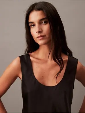 Calvin Klein Crushed Satin Tank Top - Black Beauty