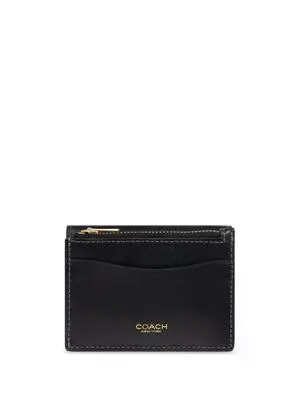 COACH Essential Logo-plaque Leather Card Holder - Black