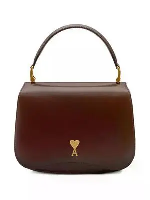 AMI Paris Glazed Leather Shoulder Bag
