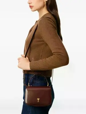 AMI Paris Glazed Leather Shoulder Bag