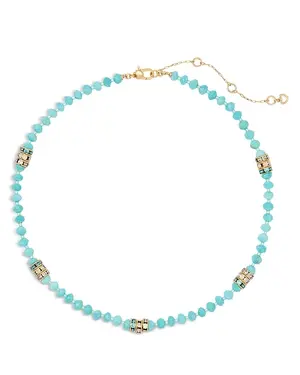 Kate Spade New York Mixed Stone Beaded Collar Necklace - Blue/gold